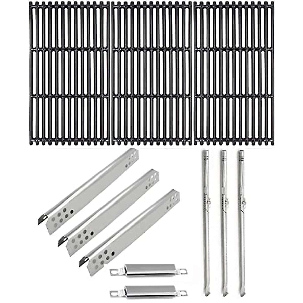 Hongso Grill Parts for Charbroil 466242815 466242716 466242715 463276016 463242716 Models, 17" Grill Grates 3 Pack Heat Plates Burner Tubes and Carryover Tubes Included