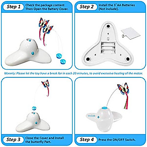 Flurff Zenes Cat Toys, Funny Exercise Electric Flutter Rotating Kitten Toys, Cat Teaser with Butterfly Replacement