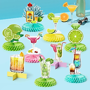 EmmgHen 9Pcs Margarita Honeycomb Centerpieces Margs and Matrimony Bachelorette Party Decorations Mexican Fiesta Tropical Cocktail Martini Tequila Themed 3D Table Topper Decor for Bridal Shower Wedding