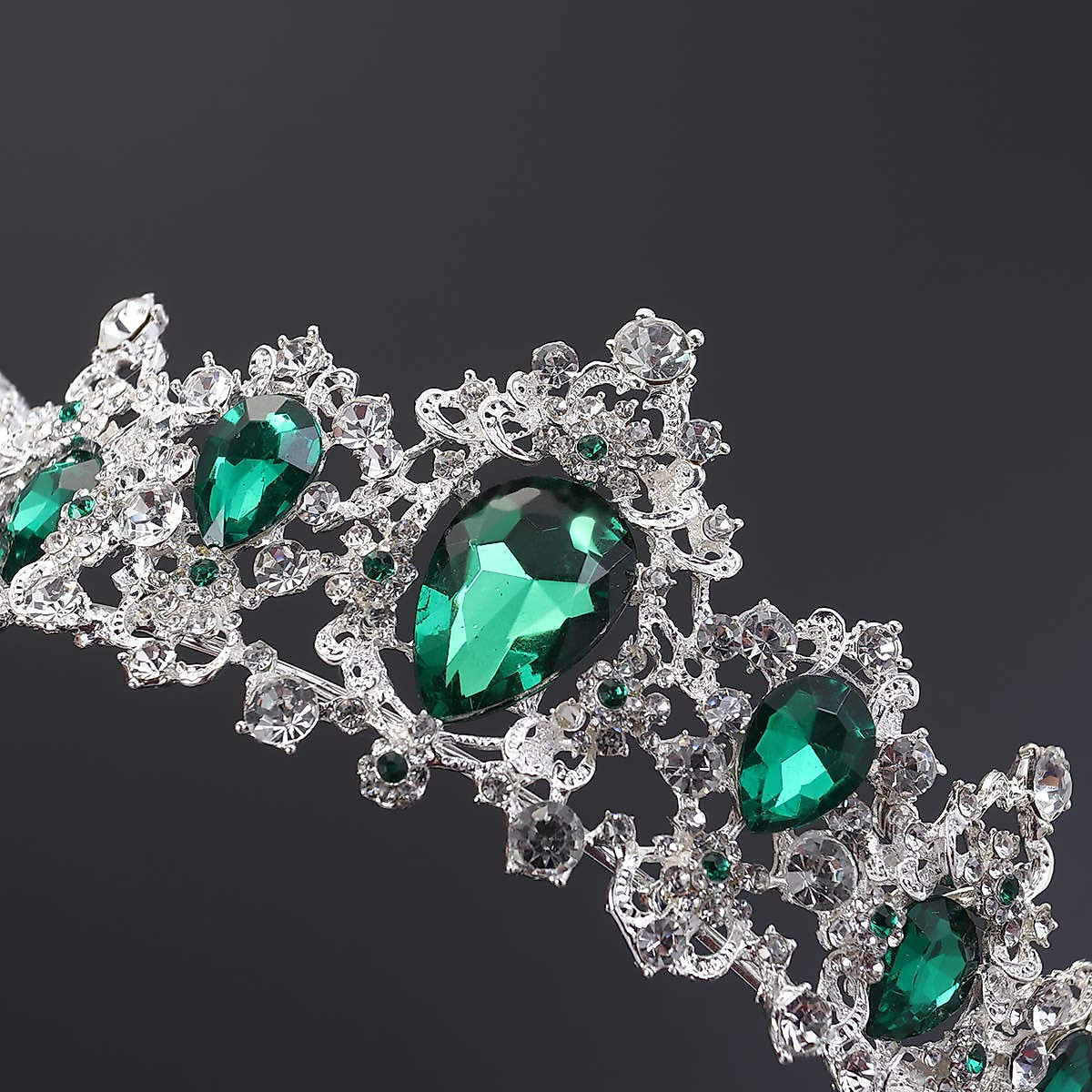 FRCOLOR Princess Crown for Women, Green Crystal Tiara Crown for Women, Rhinestone Queen Crowns Wedding Tiaras Crowns Headband for Birthday Halloween Party(Green)