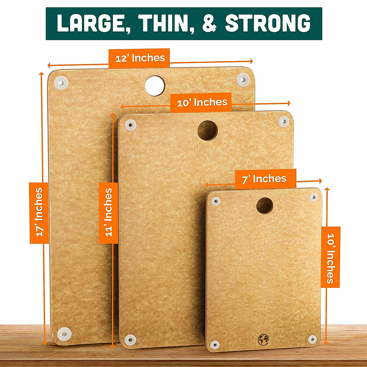 Earth's Dreams Wood Cutting Board Set - Heavy-Duty 3 Piece Cutting Board Set - Small, Large & Extra Large Cutting Board - Chacuterie Board - Best Non Plastic, Non Toxic Cutting Board - Dishwasher Safe