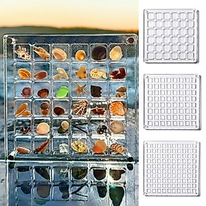 Acrylic Magnetic Seashell Display Box,Seashell Storage Box Display Case Decorative Gemstone,Clear Acrylic Organizer Box,Craft Storage Container Beads Organizer for Bead,Nail Art DIY Jewelry (36 Grids)