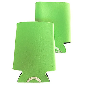 KCC Industries 8 oz. Mini Beer & Soda Slim Can Sleeves - Set of 2 Fun Size Coolies (Lime Green)
