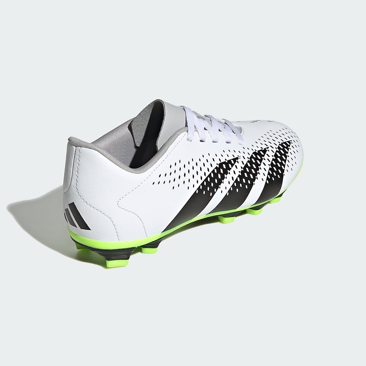 adidas Predator Accuracy.4 Firm Ground Sneaker, White/Core Black/Lucid Lemon, 12 US Unisex Little Kid