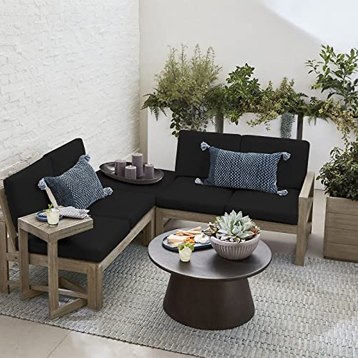 idee-home Patio Chair Cushion for Outdoor Furniture 22x22x4 in, Outdoor Seat Cushion Replacement Patio Seat Cushions Chair Pad with Ties, Outdoor Chair Cushion Set of 2 Waterproof Swing Cushion