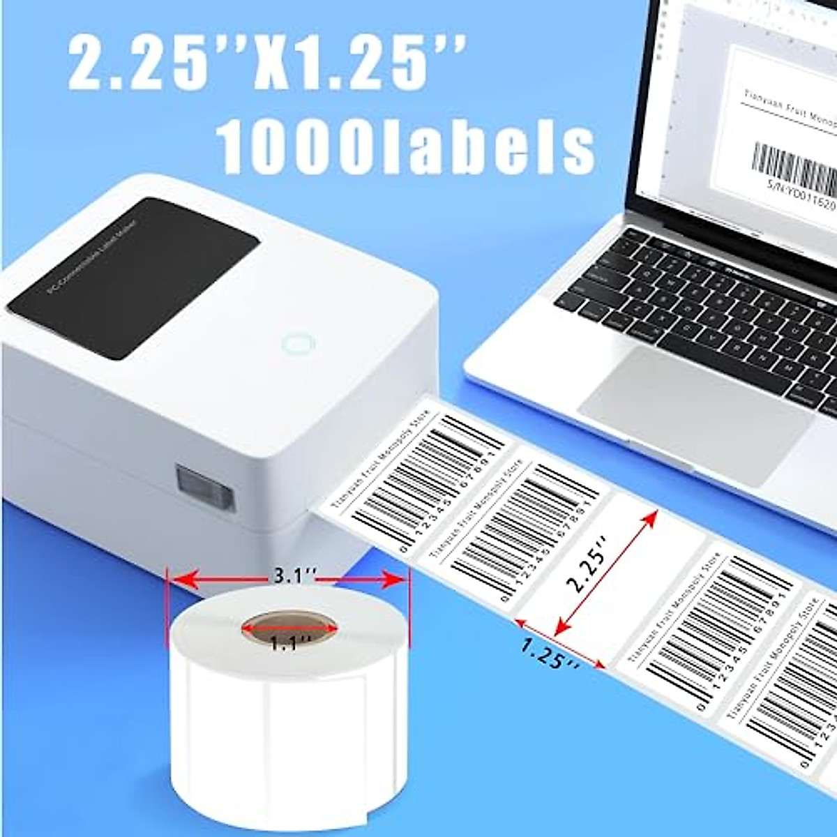 PARLAIM Rectangle Thermal Sticker Labels, 1000PCS Commercial Grade Square Direct Thermal Printer Labels for Address Shipping Label,UPC QR Code, Name Tag, Price Sticker (White)