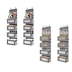 JARLINK 2 Pack 5-Shelf Over Door Hanging Organizer and 2 Pack 5-Shelf Over Door Hanging Organizer, Foldable Wall Mount 4 Big Pocket Storage with PVC Clear Window