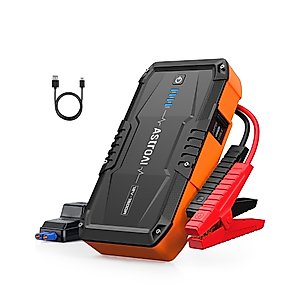 AstroAI S8 Car Battery Jump Starter, 1500A Peak Car Jumper Starter Battery Pack for Up to 6.0L Gas & 3.0L Diesel Engines, 12V Portable Jump Box with 3 Modes Flashlight and Jumper Cable (Orange)