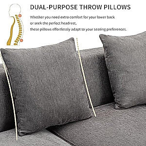P PURLOVE Luxury Modern Style Living Room Upholstery Sofa, L Shaped Sofa with 2 Pillows, 110.2" L Chenille Sofa Couch for Living Room Apartment, Gray