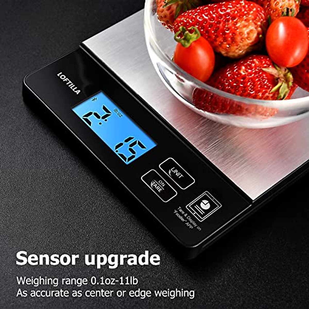 Loftilla Digital Food Scale for Weight Loss, Smart Kitchen Gift Scale for Food Ounces and Grams, Food Weight Scale for Food with Nutritional Calculator, Baking Scale for Cooking, 1g/0.1oz, 11lb/5kg