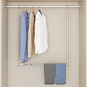 Simple Trending Adjustable Hanging Rod Clothing Garment Rack, Rolling Clothes Organizer for Hook, Chrome