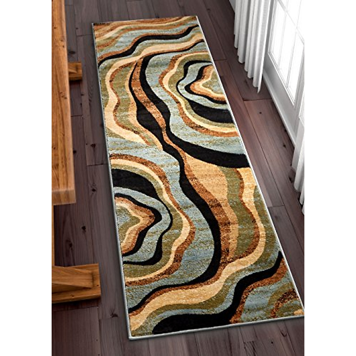 Well Woven Barclay Nirvana Waves Multi / Blue Modern Area Rug 2'3" X 7'3" Runner