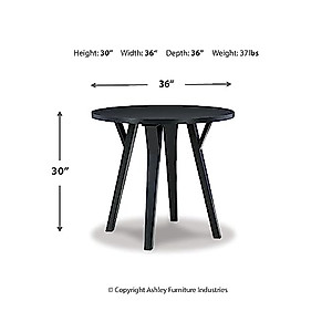 Signature Design by Ashley Otaska Mid Century Modern Round Dining Room Table, Black