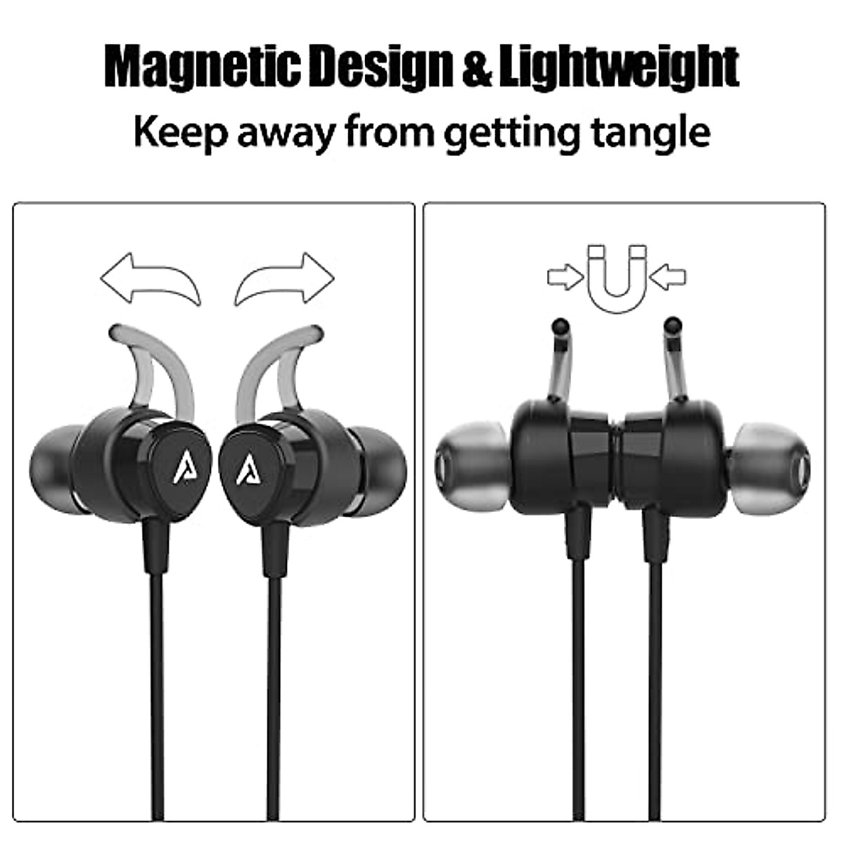 ADPROTECH USB C Headphones, Type C Earbuds Magnetic Wired Earphones with Microphone and Volume Control Compatible with Google Pixel Xiaomi Samsung Oneplus Sony MacBook Black