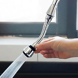 Silver Stainless Steel Faucet Sprayer Extension, Faucet Extension Tube, 360 Degree Rotation Faucet Extender,Sink Tap Extension Tube,Water Saving for Sink Tap Kitchen Bathroom Accessories Faucet Parts