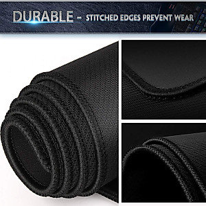 Large Mouse Pad 12x10 with Non-Slip Rubber Base, Premium-Textured & Waterproof Mousepad with Stitched Edges, Mouse Gaming Mat for Computers, Laptop, Office & Home, Black, Soft.