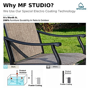 MFSTUDIO Outdoor Patio Dining Chairs, 2 PCS Metal Frame Patio Sling Chairs with Backrest and Armrest, All Weather Resistant Heavy Duty Patio Chair, Grey