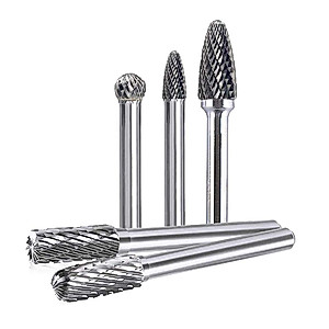 Eyech 10pc Tungsten Carbide Burr Set 1/4" Shank Double Cut Rotary Cutting Burr Set Die Grinder Bits for Steel Metal Wood Woodworking Carving, Polishing, and Engraving