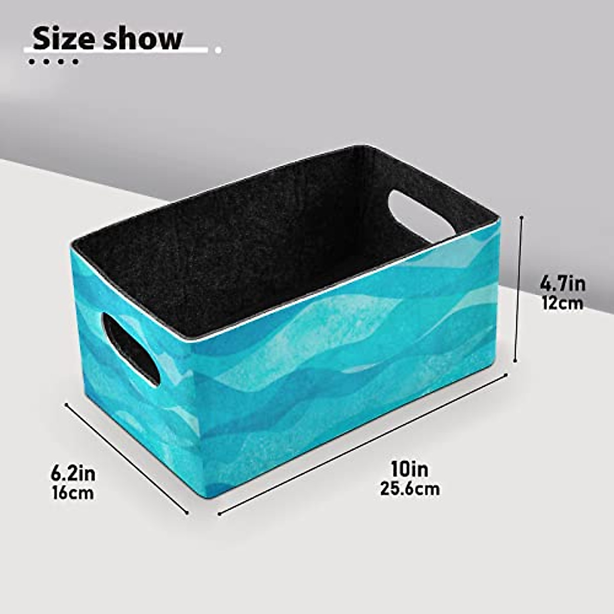 Kcldeci Watercolor Sea Ocean Wave Blue Teal Turquoise Colored Wave Storage Bins Baskets for Organizing, Sturdy Storage Basket Foldable Storage Baskets for Shelves Closet Nursery Toy