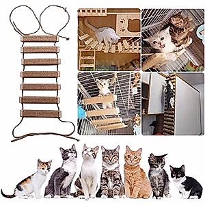 AGRICUE Cat Climbing Frame Outdoor Cat Tree Wall Climbing Bridge Climbing Rope Ladder for Cat Pets Climbing Frame for Wall Cat Wall Furniture Hemp Rope 20 inch Ladder