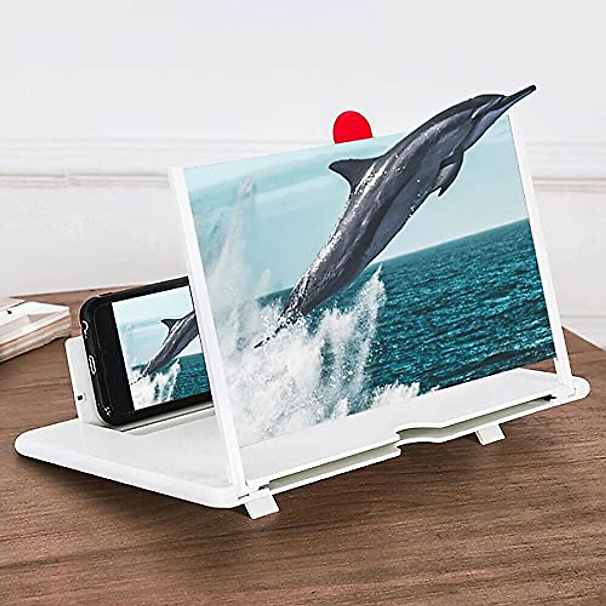 SLNFXC 12 inch High Definition Mobile Phone Screen Amplifier with Magnifying Folding Phone Desk Holder for Movie Game Phone Amplifier (Color : D)