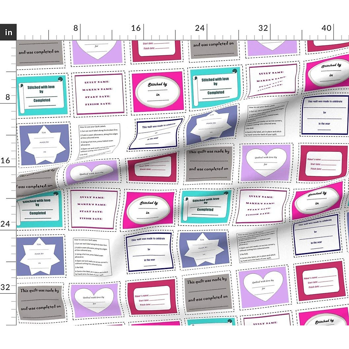 Spoonflower Fabric - Quilt Label Out Sewing Printed on Petal Signature Cotton Fabric Fat Quarter - Sewing Quilting Apparel Crafts Decor