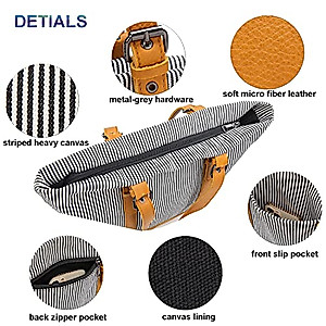 Women Lightweight Canvas Tote Purses for Work Everyday with Zipper Pockets Striped Shoulder Handbag