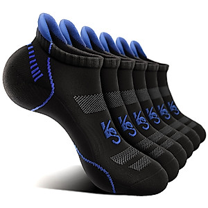 KEMISANT Mens Running Socks 6 Pairs-Athletic Compression Ankle Socks Cushioned for Men Walking-Arch Compression Support(6Pairs,Shoes Size:Men 10-12)