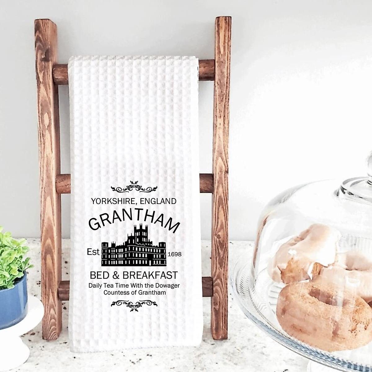 Grantham Spill The Tea Dowager Countess of Grantham Lady Violet Tea House Kitchen Towel Dish Towel Tea Towel (Grantham Towel)