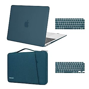 MOSISO Compatible with MacBook Air 13 inch Case 2022 2021 2020 2019 2018 Release A2337 M1 A2179 A1932 Retina Display Touch ID, Plastic Hard Shell&360 Protective Sleeve Bag&Keyboard Skin, Deep Teal