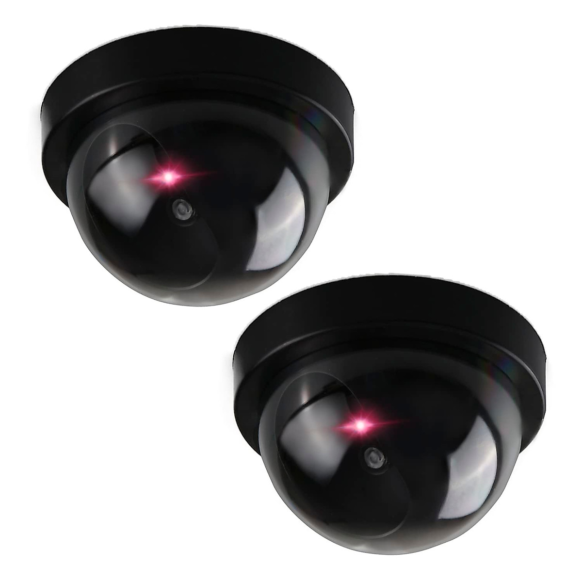 Fake Security Camera - Realistic Set of 2 Fake Security Cameras - Durable Dummy Cameras for Outside - Battery-Operated Fake Cameras with Red Light - Fake Outdoor Camera for Indoor or Outdoor
