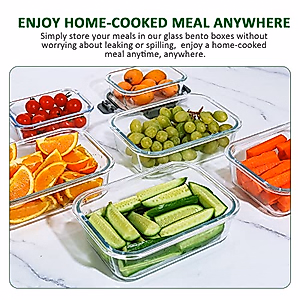 KOMUEE 12 Packs Glass Meal Prep Containers Set, Glass Food Storage Containers with Locking Lids, Airtight Glass Lunch Containers, BPA Free, Microwave, Oven, Freezer & Dishwasher Friendly，Gray