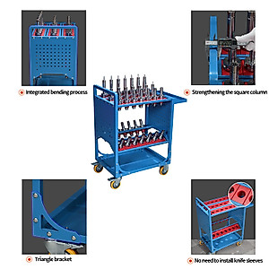Kissybride Tool Cart 40 Taper Tool Holder CNC Tool Cart CAT40 Tool Trolley BT40 Service Carts CNC Machine Tool Service Cart (CAT40 35 Capacity), Blue