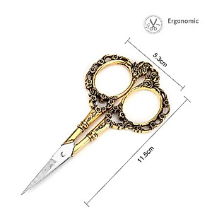 Professional Manicure Scissors, EBANKU Vintage Stainless Steel Cuticle Precision Beauty Grooming for Nail, Facial Hair, Eyebrow, Eyelash, Nose Hair (Gold)