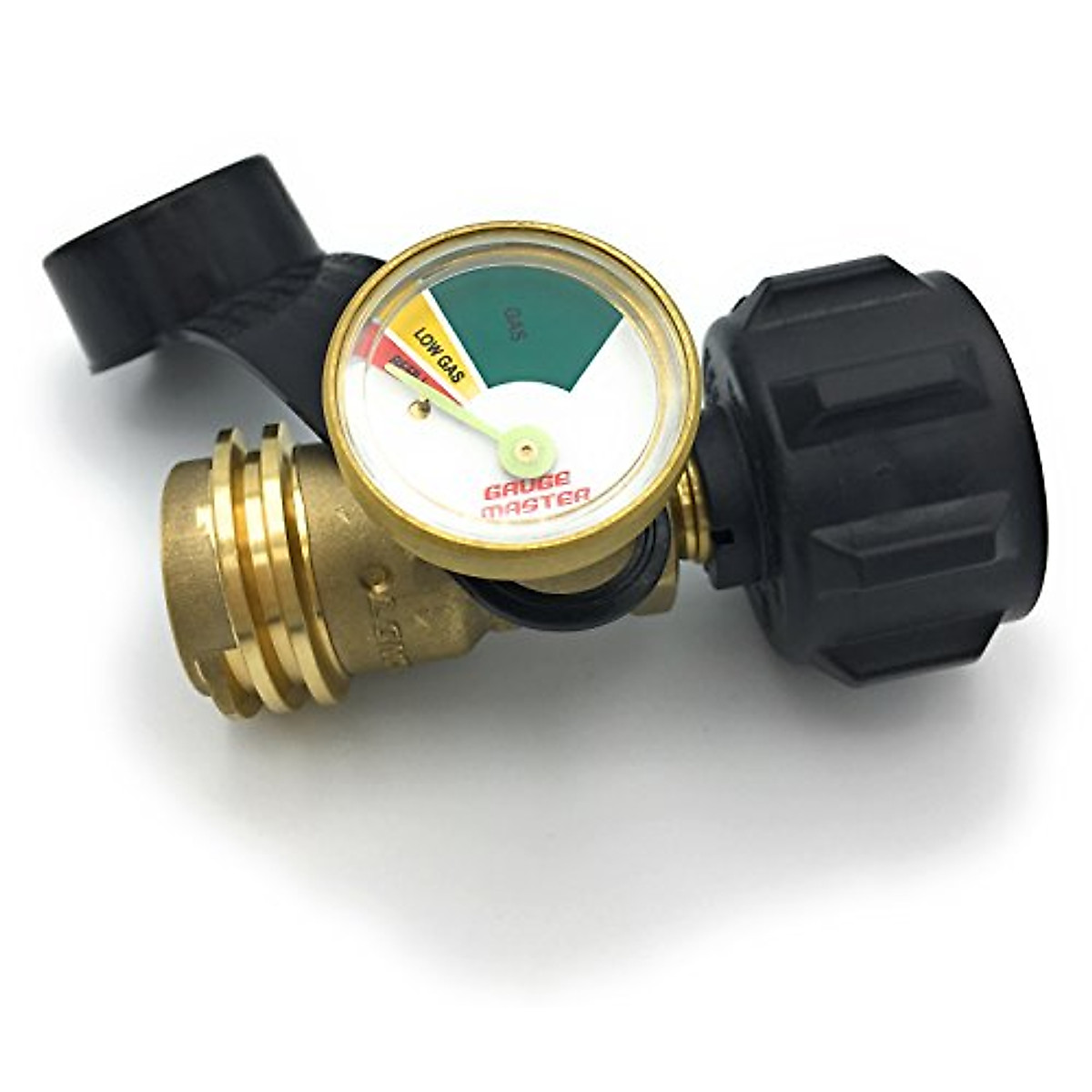 Premium Gauge Master Propane Tank Gauge Gas Meter - Cylinder Gas Level Indicator Adapter - Suitable for All BBQ Grill, RV Camper & Appliances - Type 1 Connection - Includes Cover Cap & Leak Detector