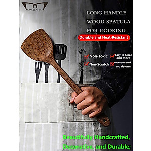 Wooden Spatulas for cooking - Set of 2 12.8 Inch 12 Inch Versatile Utensils, Wooden Spoons, Anti Scratch Non Stick Cookware, Eco Friendly, Wooden Wok Spatula Turner For Cooking