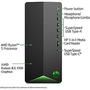 2021 Newest HP Pavilion Gaming Desktop, AMD 6-Core Ryzen 5600G Processor, AMD Radeon RX 5500, 16GB RAM, 256GB PCIe NVMe SSD + 1TB HDD, Mouse and Keyboard, Wins10 Home with Nod32 Antivirus