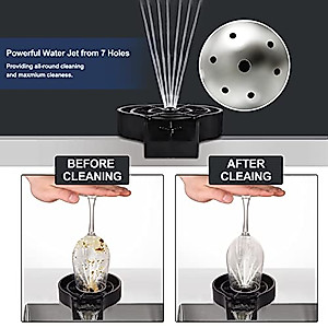 Glass Rinser, Faucet Bottle Washer for Kitchen Sinks,7 Sprayer Holes, 360°Cleaning for Baby Bottle,Bar Glass Rinser, Kitchen Sink Automatic Flushing Device (Matte Black)