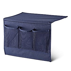TraderPlus Bedside Caddy Storage Under Mattress Organizer Bag for Tablet, Phone, Magazine, TV Remotes, Glasses (DarkBlue)