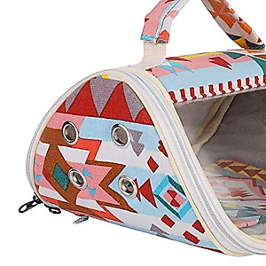 Bird Carrier Bag Small Pet Portable Breathable Outgoing Bag for Parrot Budgie Parakeet Cockatiel Conure Lovebird Finch Canary Amazon Hamster Mice Rat Chinchilla Guinea Pig Squirrel (Pink Ethnic)