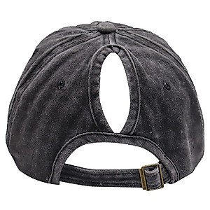 OASCUVER Women Lake Girl Ponytail Hat, Embroidery Adjustable Baseball Cap Washed Distressed Messy High Bun Ponycap …