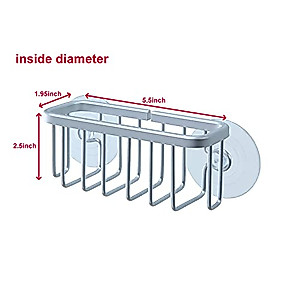SunnyPoint NeverRust Kitchen Sink Suction Holder for Sponges, Scrubbers, Soap, Kitchen, Bathroom, 6"L x 2.36" W x 2.56"H , Aluminum (Mat Silver, Set of 1)