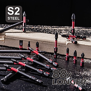 GEINXURN Impact Tough Magnetic Mixed 46Pack Insert Driver Bits, S2 Alloy Steel Screwdriver Power Bits Set with 1Pcs Impact Magnetic Bit Holder and Mini Wrench