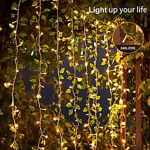 Alpha Decor Ivy for Bedroom， 12 Total 240 LED Curtain String Lights， Fake Plant Rattan Hanging Garland for Wedding Party Patio Wall and Indoor Outdoor Decor