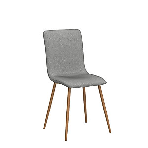 FurnitureR Scandinavian Set of 2,Side Fabric Cushion Seat Accent Sturdy Oak Metal Legs for Kitchen Living Waiting Room Dining Chair, 15" D x 16.5" W x 33.7" H, Grey
