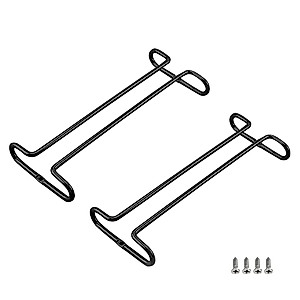 GeLive 10 Inch Set of 2 Under Cabinet Wine Glass Rack Stemware Holder Glass Storage Hanger Organizer for Kitchen and Bar (Black)