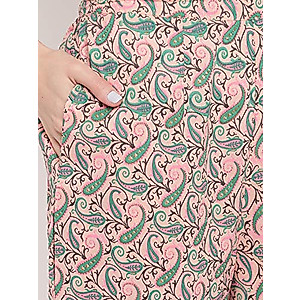 Ziya women's 100% cotton indian pakistani kurti palazzo pant set 700 (Orange 762, 3XL-46)