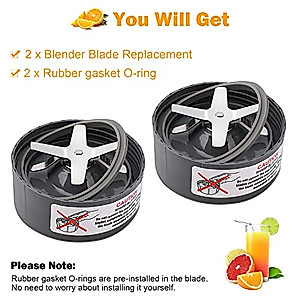 2 Pack Blender Extractor Blade Cross Blade Replacement Parts Compatible with Nutribullet 600W & Pro 900W Series Blenders Mixer NB-101B NB-101S NB-201
