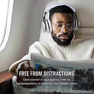 MOVSSOU E7 Max Active Noise Cancelling Bluetooth Headphones, Over-Ear Wireless Headphones with Built-in Mic, 30H Playtime, Premium Sound, Comfortable Earpads for Travel, Home Office-White