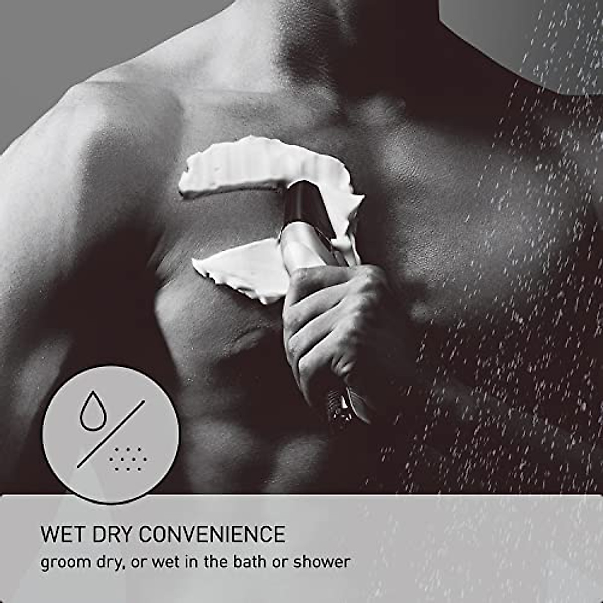 Panasonic Body Hair Trimmer for Men, Cordless Waterproof Design, V-Shaped Trimmer Head with 3 Comb Attachments for Gentle, Full Body Grooming, ER-GK60-S (Silver)